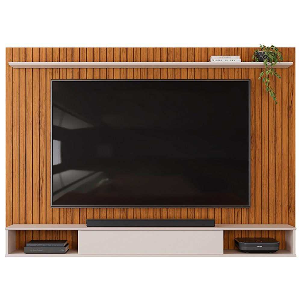 Painel Ripado TV 70 Pol com Bancada Suspensa 193cm Clio D05 Freijó Off ...