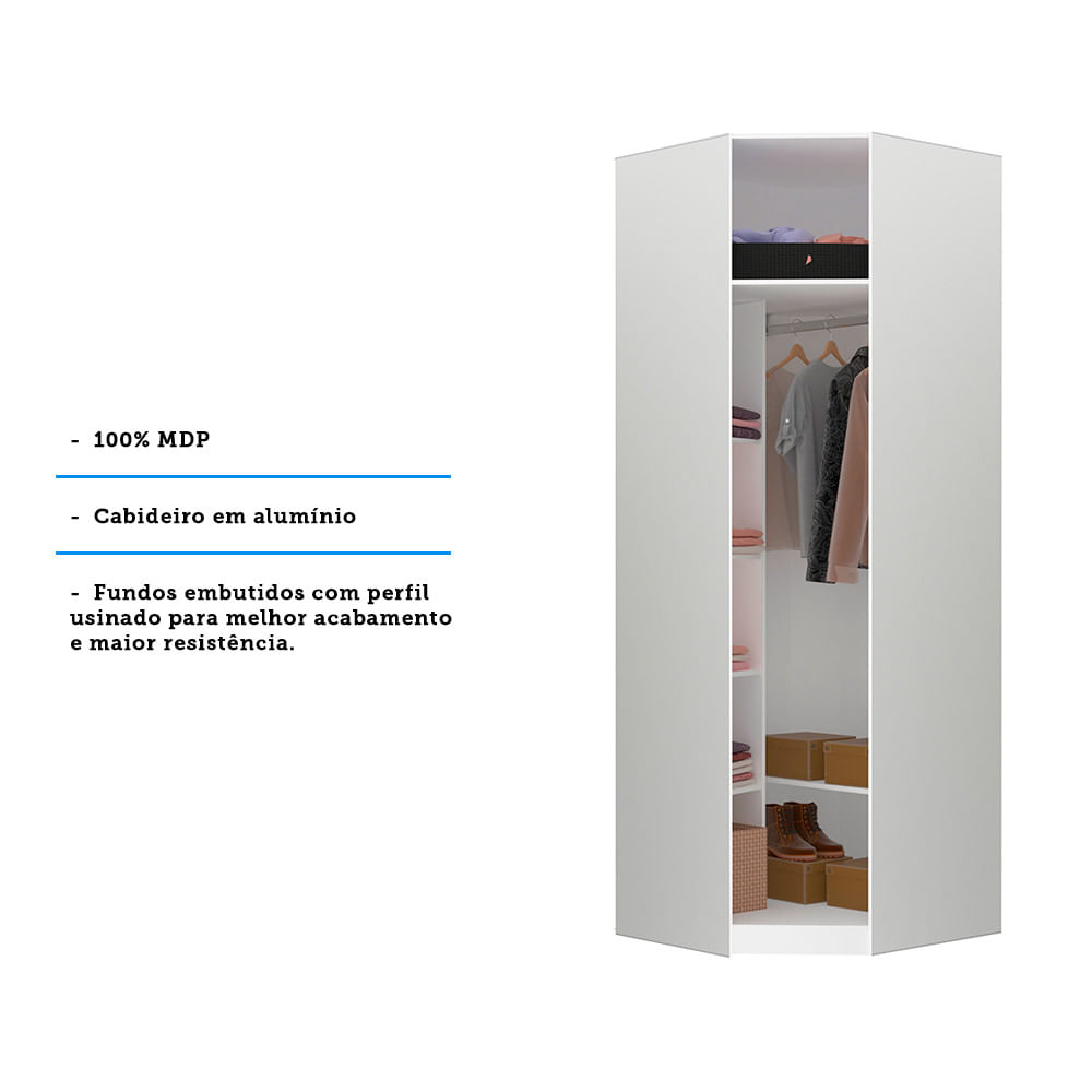 Guarda Roupa Closet Aberto Canto Diagonal 5 Prateleiras 1 Cabideiro 83 ...