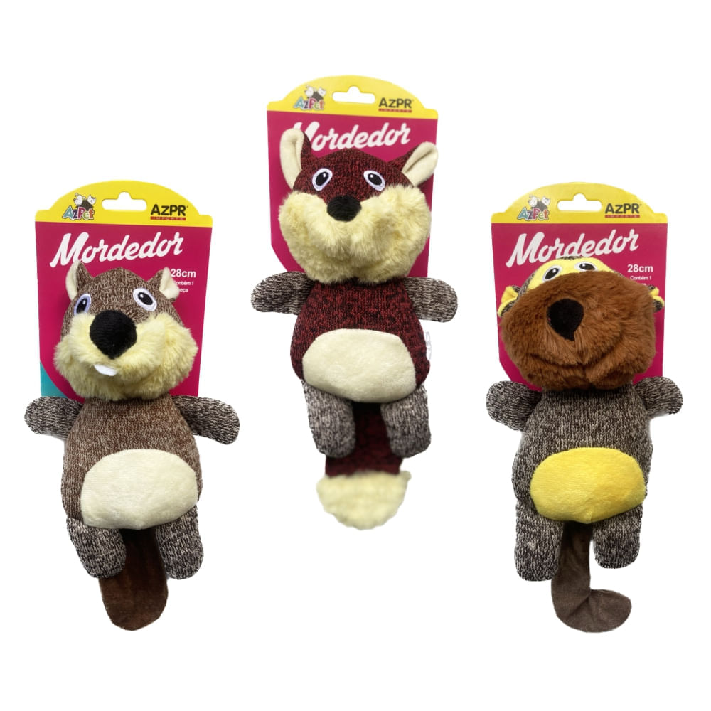Mordedor Pet Pelucia Esquilo 28 Cm Cor Sortido Azpr - Lojas MM