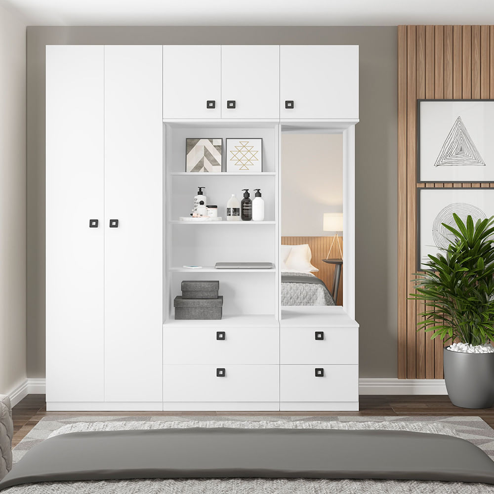 Guarda Roupas Modulado 2 Gavetas com Espelho FREE Be mobiliário - Lojas MM