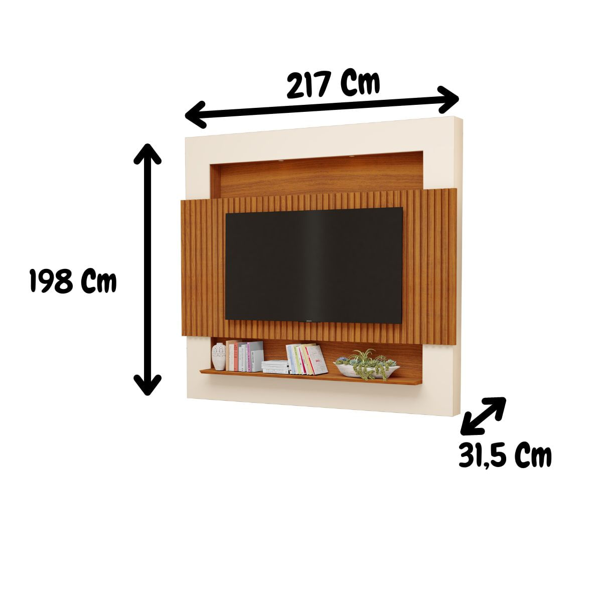 Painel TV Ripado Com Led Riviera Para TV até 75 Polegadas - Lojas MM