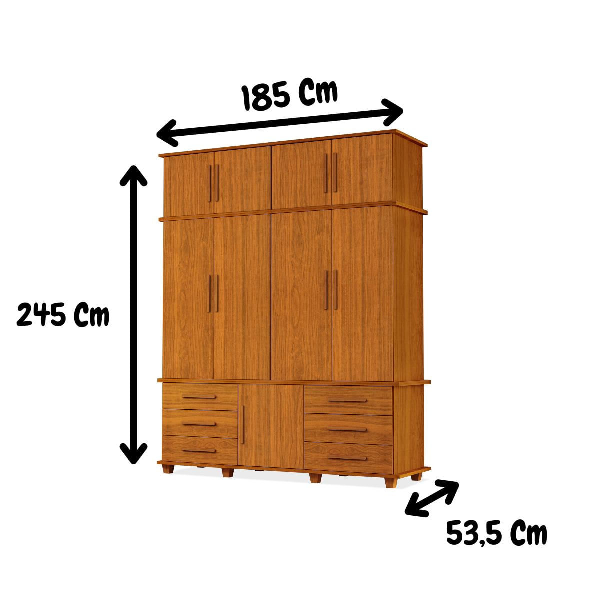 Guarda Roupas Solteiro Londres 4 Portas 6 Gavetas e Maleiro - Lojas MM