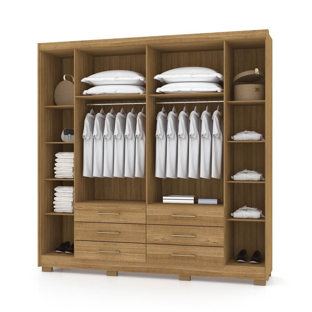 Guarda Roupa Casal 6 Portas 6 Gavetas 223cm Quebec V02 Nature/Brisa ...