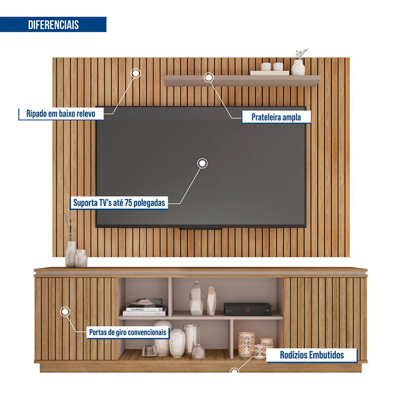 Composição Rack Simetria com Painel Aegon para Tv até 70 Polegadas ...