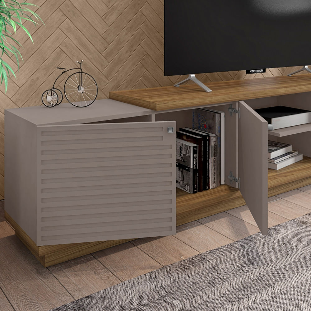 Bancada Rack TV Até 65 Polegadas 3 Portas Las Vegas Caemmun - Lojas MM